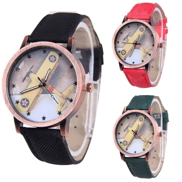 Accessories | Unisex Vintage Airplane Watch W Denim Strap | Poshmark